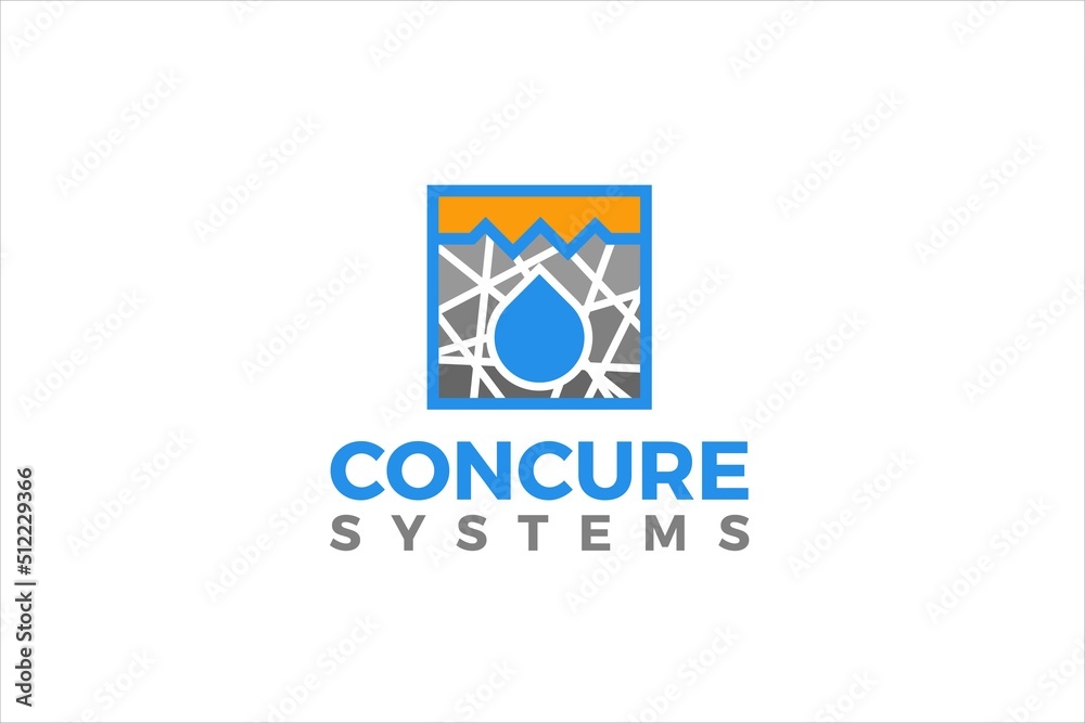 Vetor de Concrete slump test system logo design water waterproof layer ...