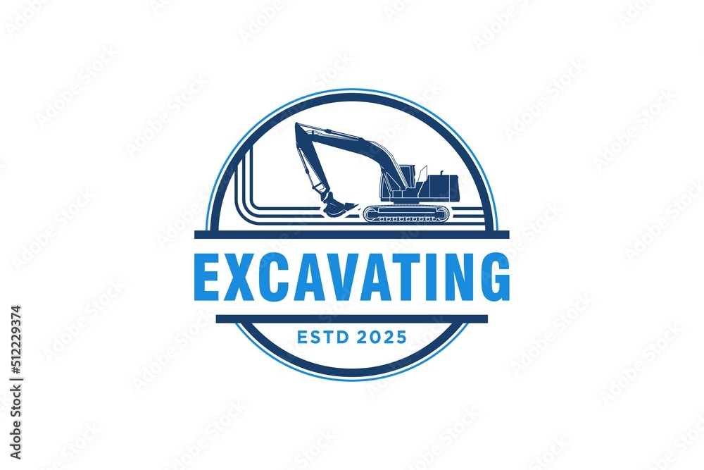 Excavator logo silhouette design earth work company heavy equipment ...