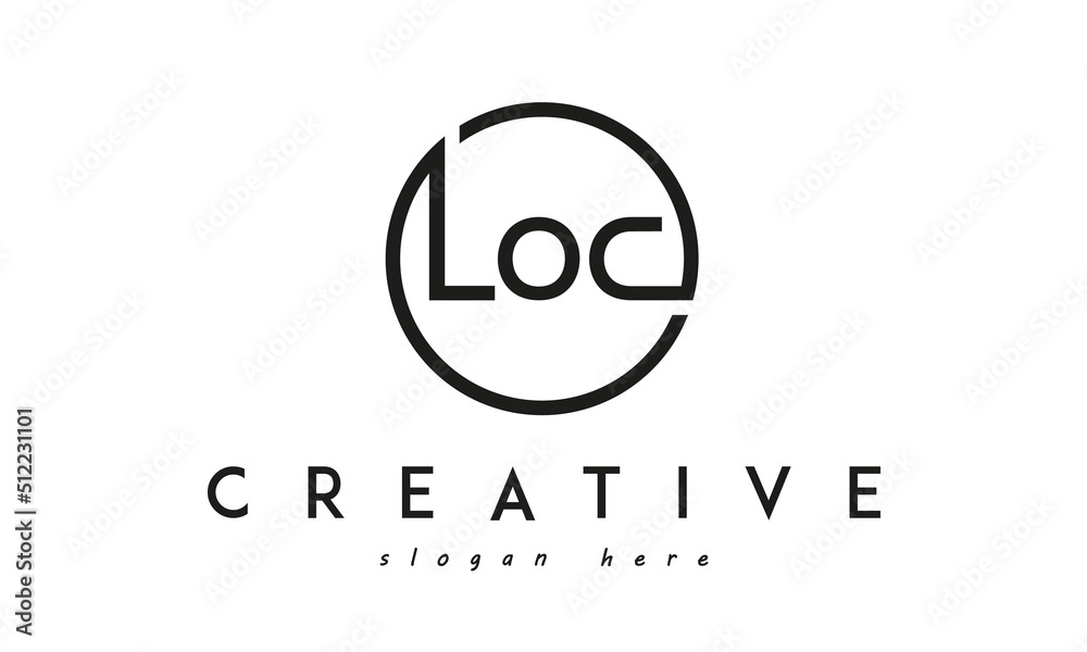 initial LOC three letter logo circle black design Stock Vector | Adobe ...