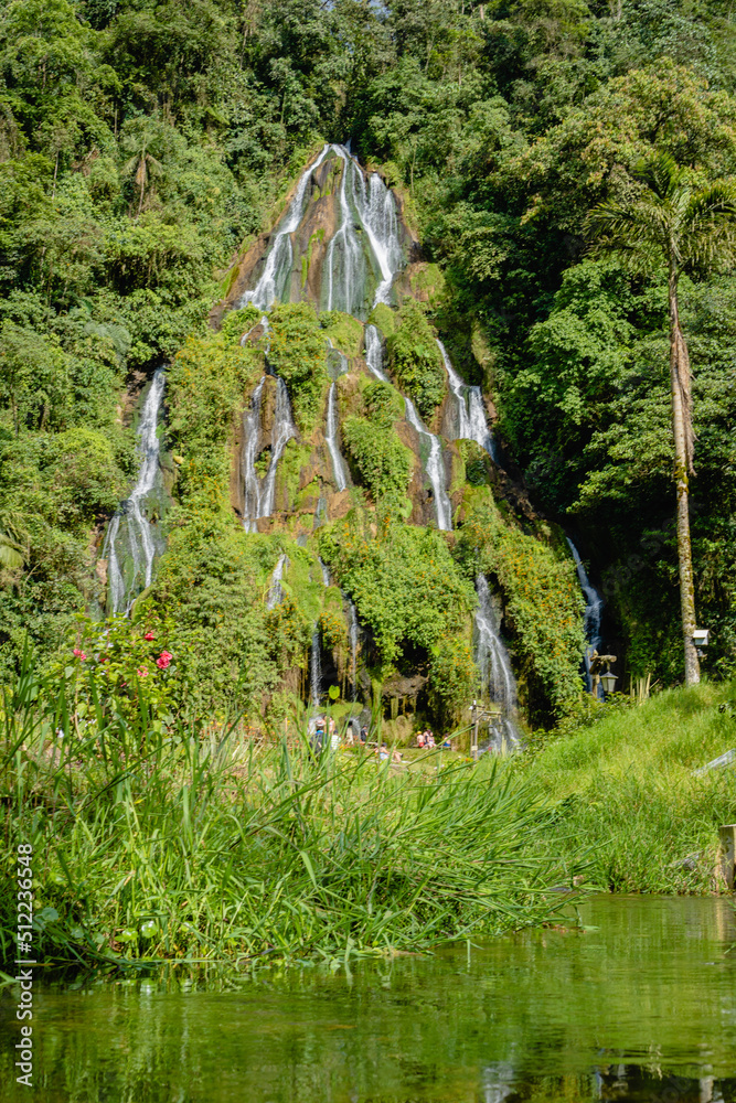 thermal waterfalls of santa rosa de cabal in colombia, tropical nature ...