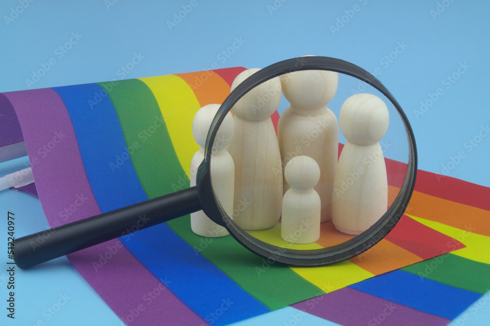 LGBT family review concept. Family people figures under magnifying ...