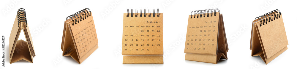 Set of stylish calendar on white background Stock Photo | Adobe Stock