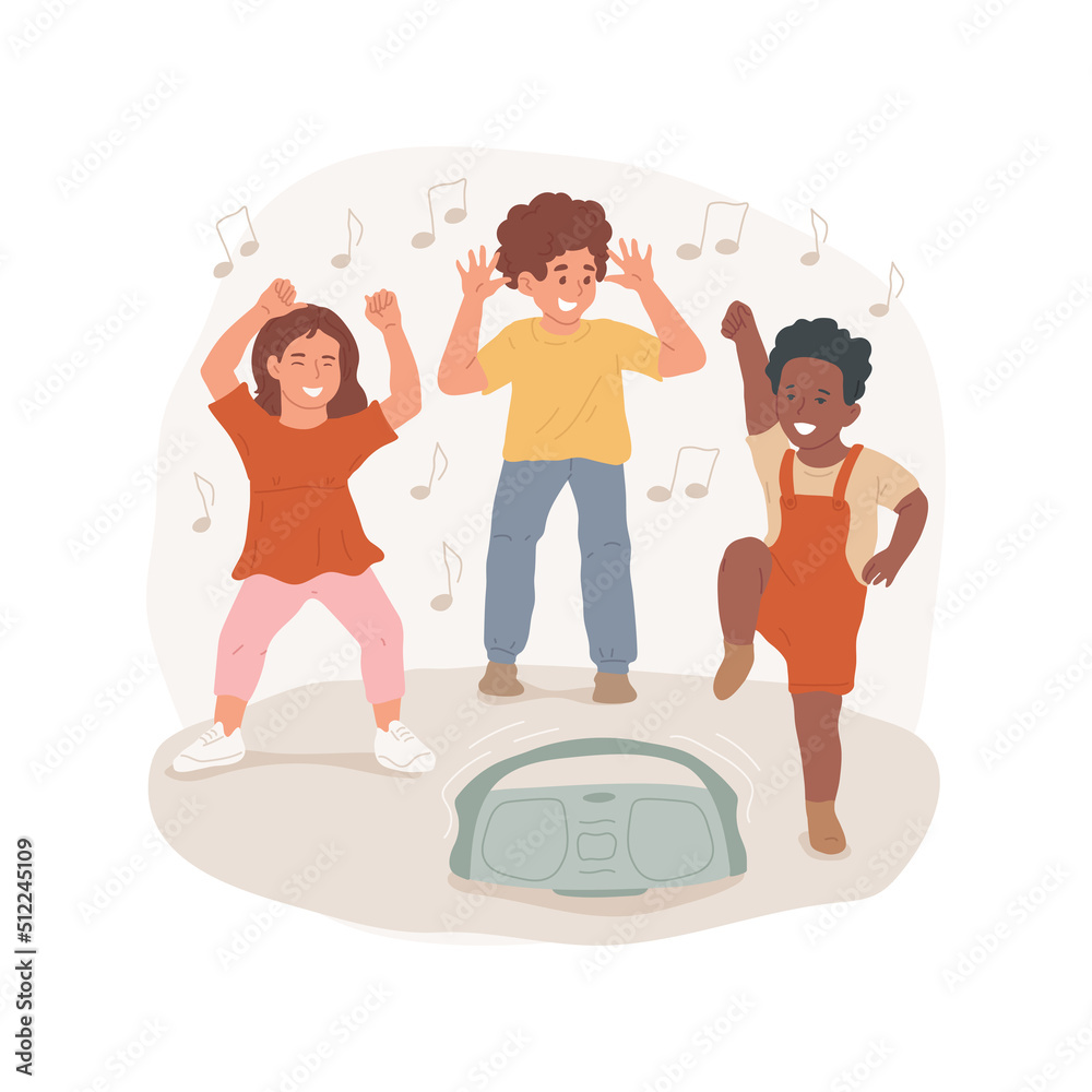 Dancing isolated cartoon vector illustration. Simple dance movement ...