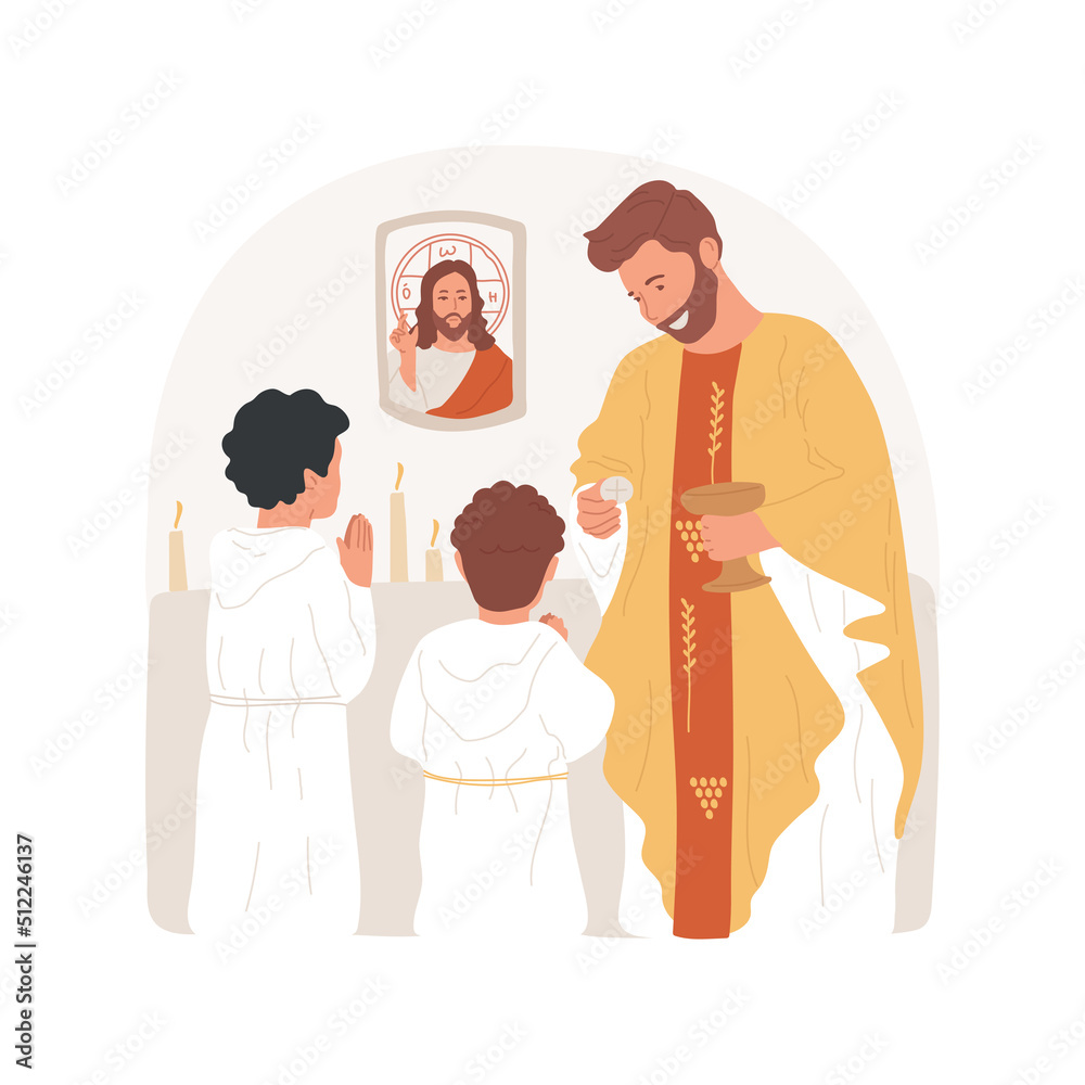 The Eucharist isolated cartoon vector illustration. Kids going to their ...