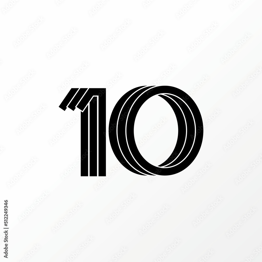 Simple and unique word or number 10 font with 3 parts cut and 3D image ...