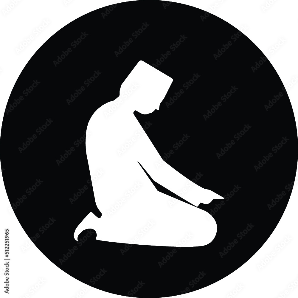 men muslim shalat vector illustration with black background editable ...