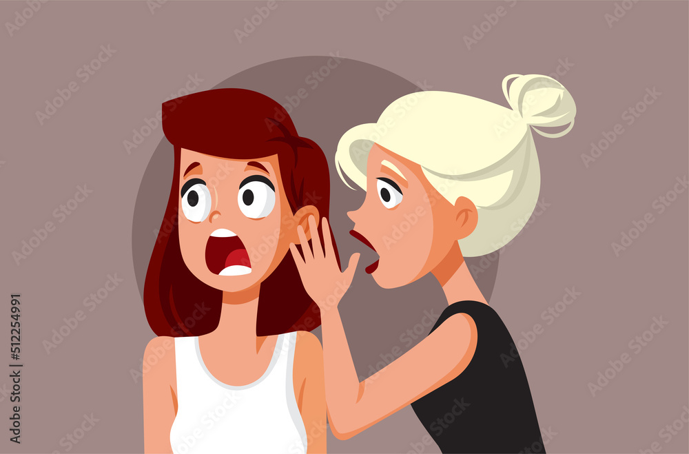 Friends Gossiping Shocking Secrets Vector Cartoon Illustration. Two ... Friends Gossiping Shocking Secrets Vector Cartoon Illustration. Two ...