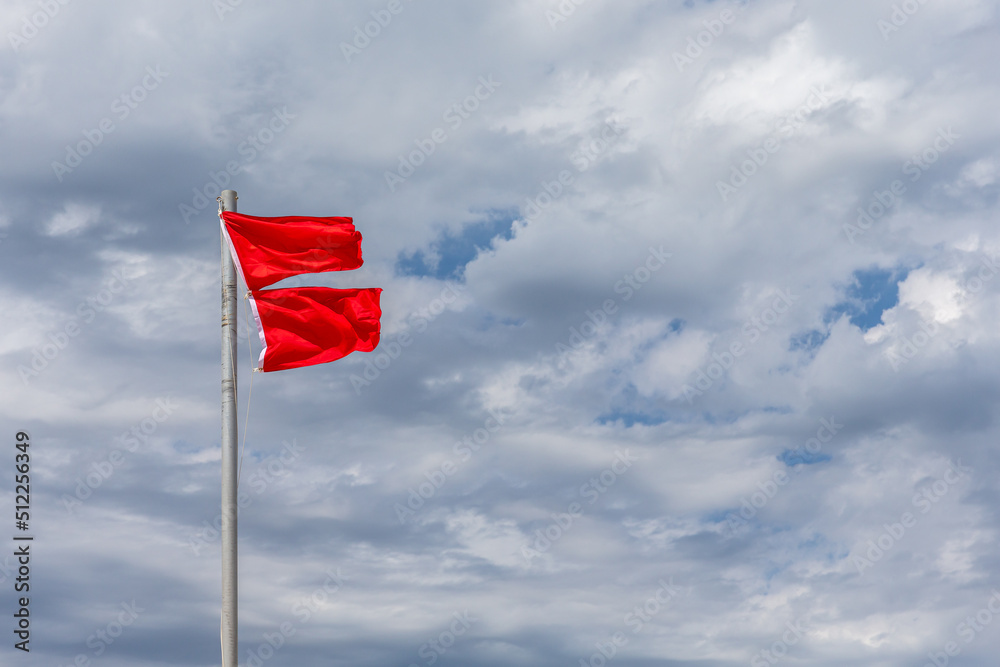 Double Red Flags Indicating Dangerous Beach Conditions Stock Photo ...