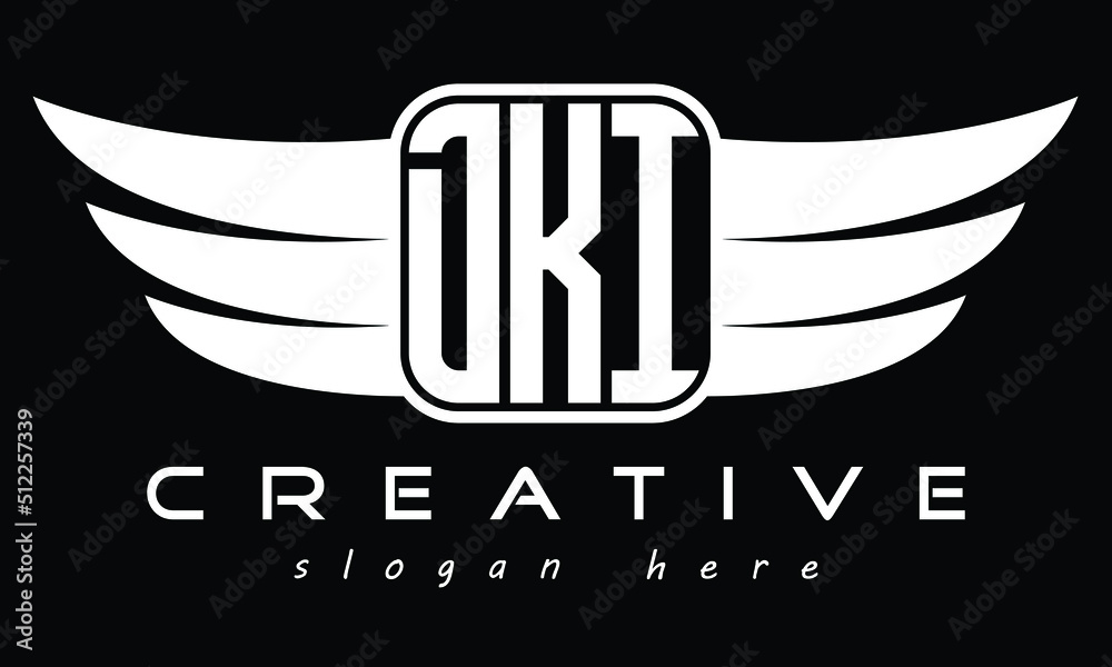 DKI Three letter Wing minimal typography font Monogram emblems flying ...