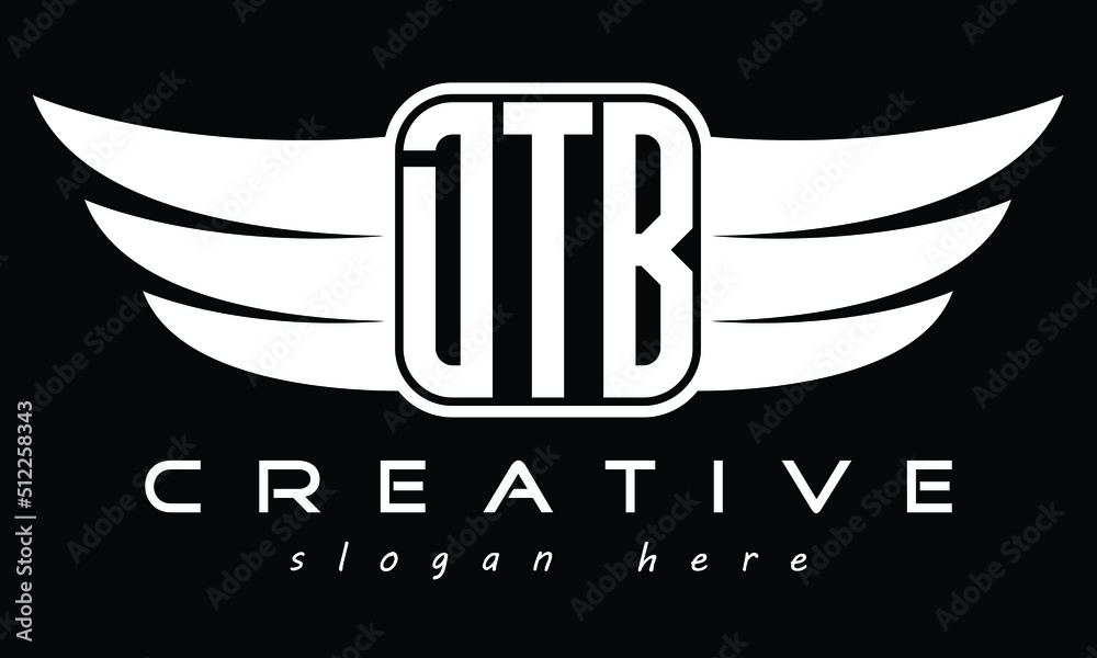 DTB Three letter Wing minimal typography font Monogram emblems flying ...