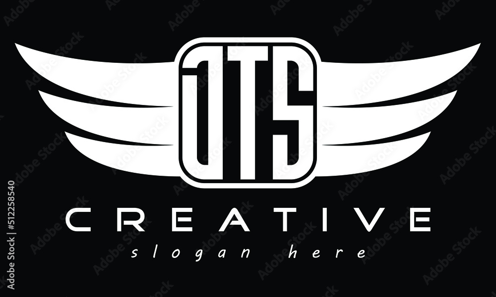 DTS Three letter Wing minimal typography font Monogram emblems flying ...