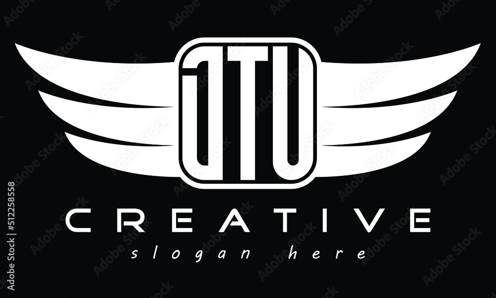 DTU Three letter Wing minimal typography font Monogram emblems flying ...