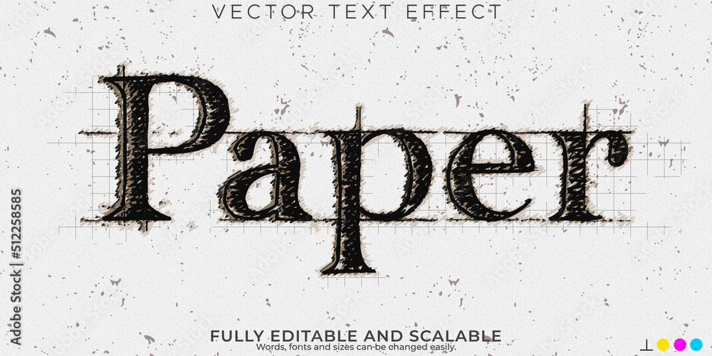 Sketch paper text effect, editable old text and retro text style Stock ...