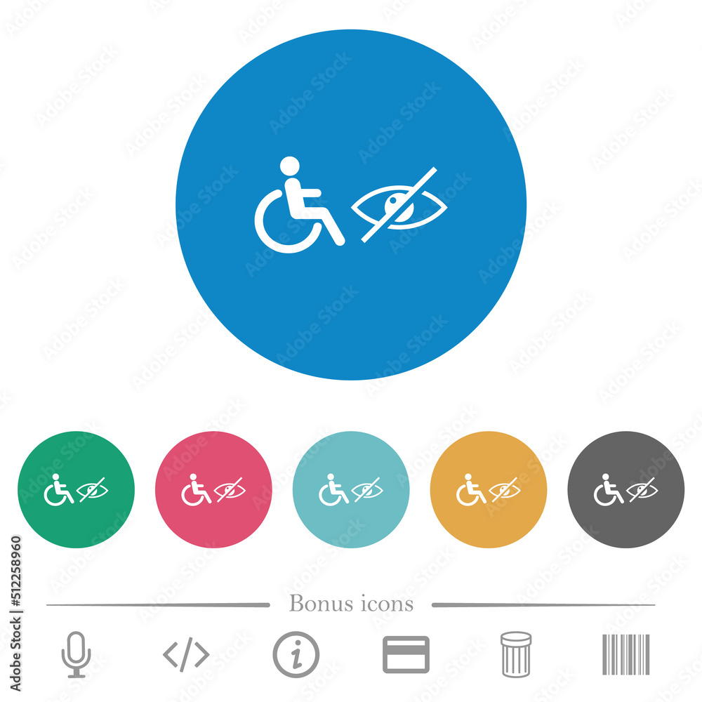 Wheelchair and visually impaired symbols flat round icons Stock Vector ...