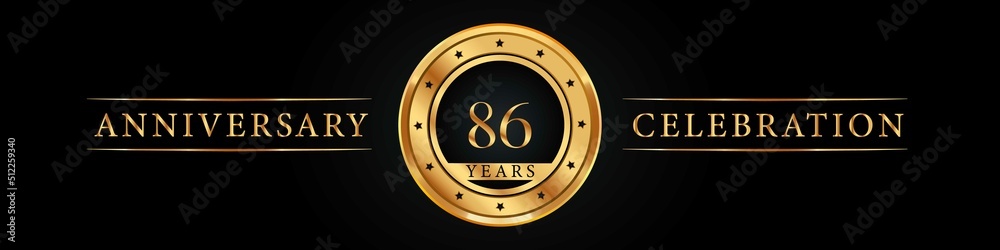 86 years anniversary golden label. Poster Design for anniversary event ...