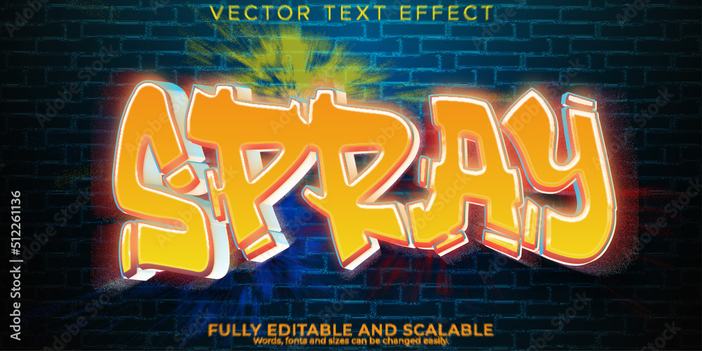 Graffiti text effect, editable spray and urban font style Stock Vector ...
