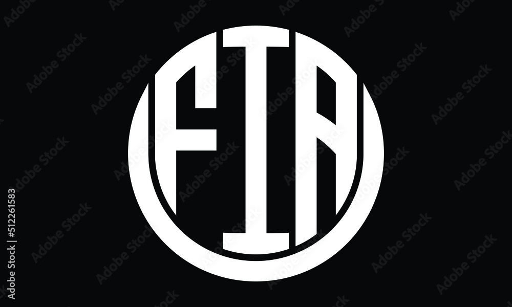 FIA shield in circle logo design vector template. letter mark, wordmark, monogram symbol on ...