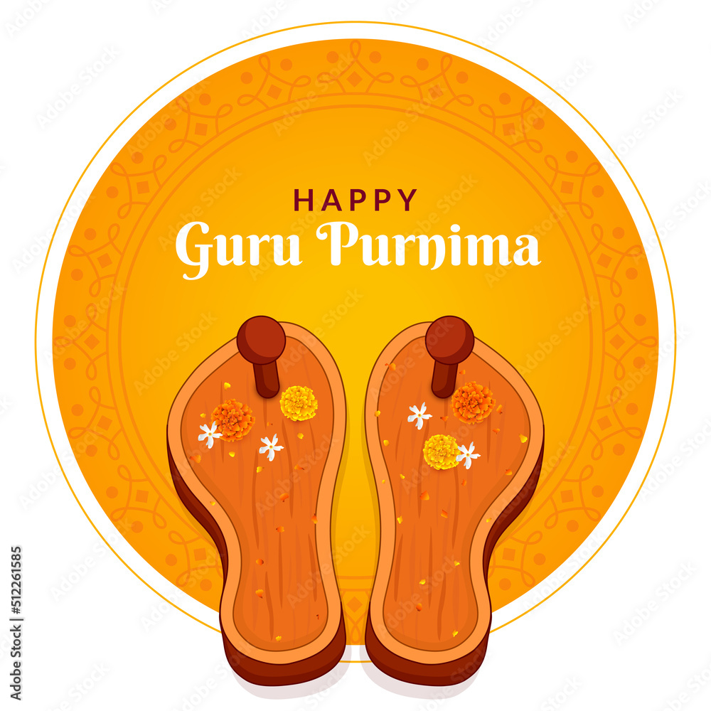 Guru Purnima concept Footwear or Paduka puja of Guru Stock Vector ...