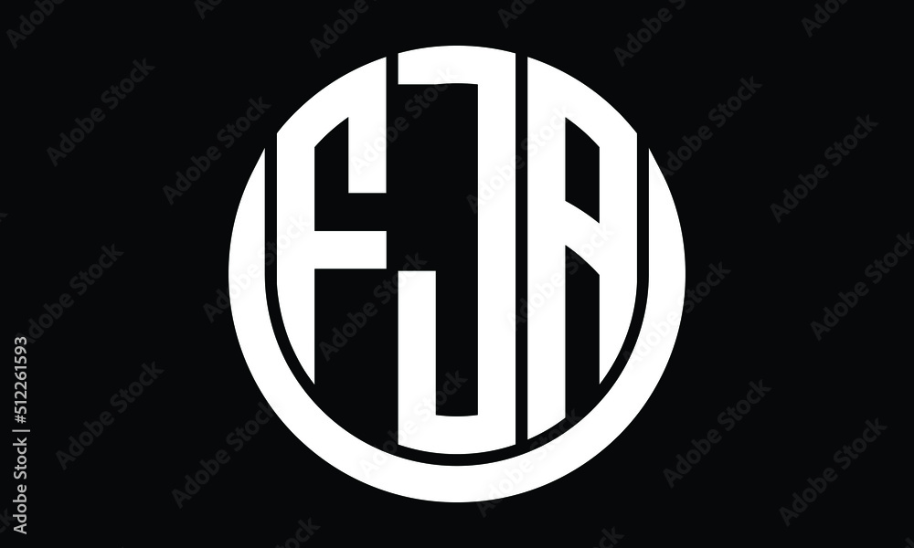FJA shield in circle logo design vector template. letter mark, wordmark ...