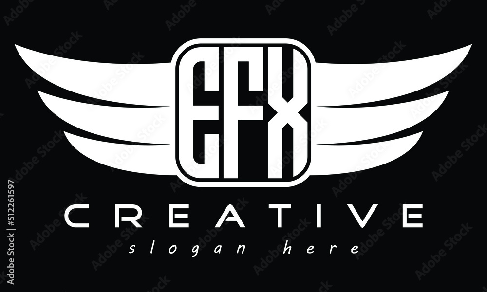 EFX Three letter Wing minimal typography font Monogram emblems flying ...