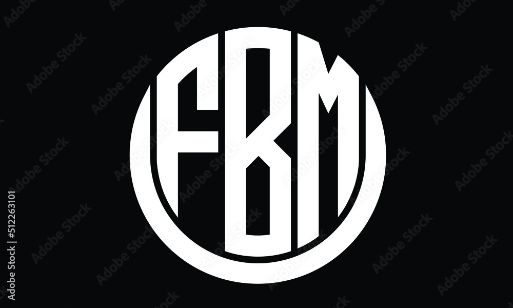 FBM shield in circle logo design vector template. letter mark, wordmark ...