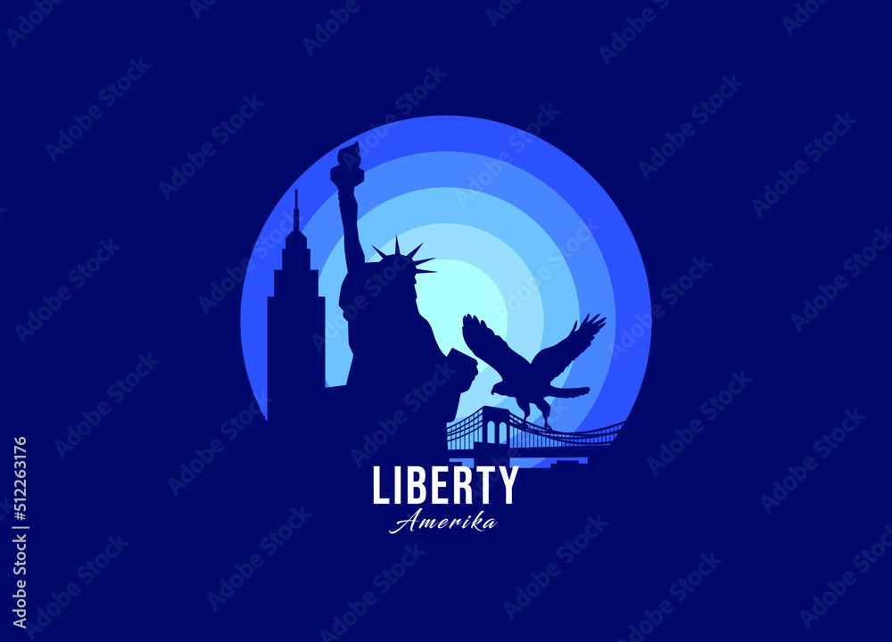 Liberty on United States symbol. Modern moonlight logo of largest ...