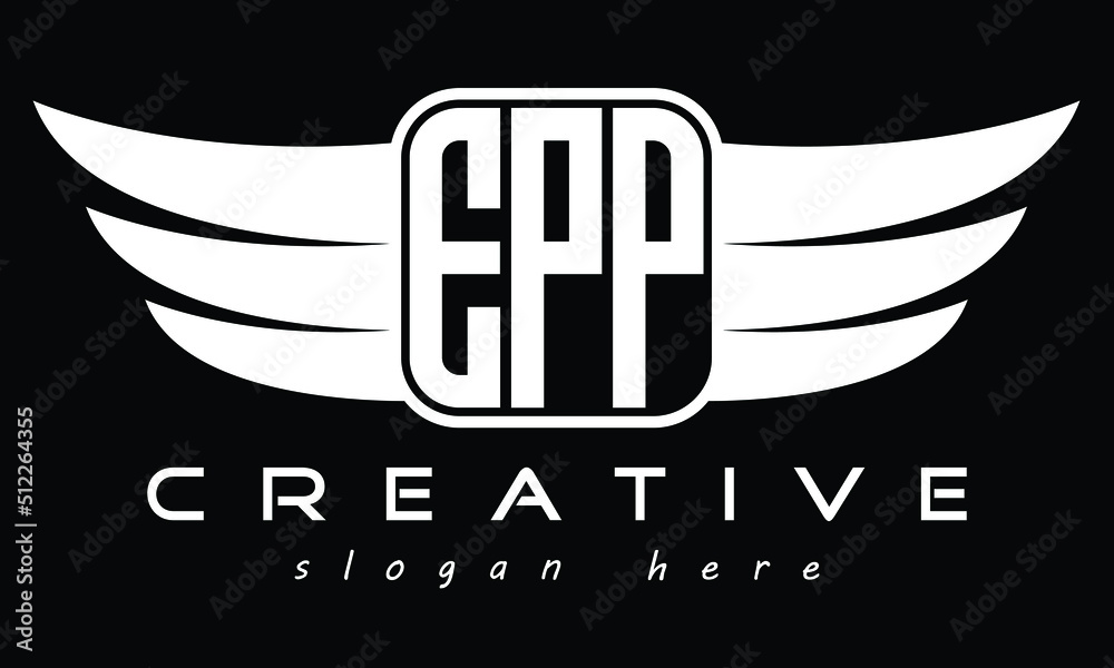 EPP Three letter Wing minimal typography font Monogram emblems flying ...