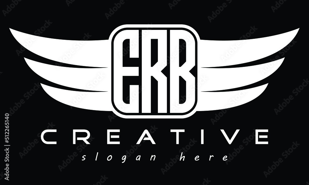 ERB Three letter Wing minimal typography font Monogram emblems flying ...