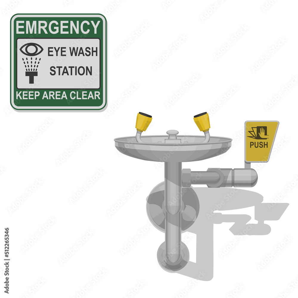 Isolate emergency eye wash shower on white background Stock Vector ...