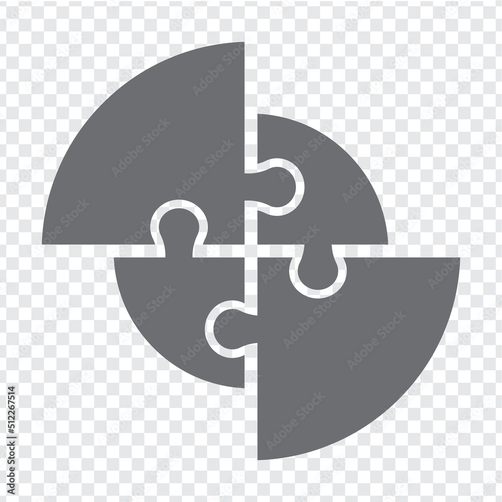 Simple icon circle puzzle in gray. Simple icon puzzle of the four ...