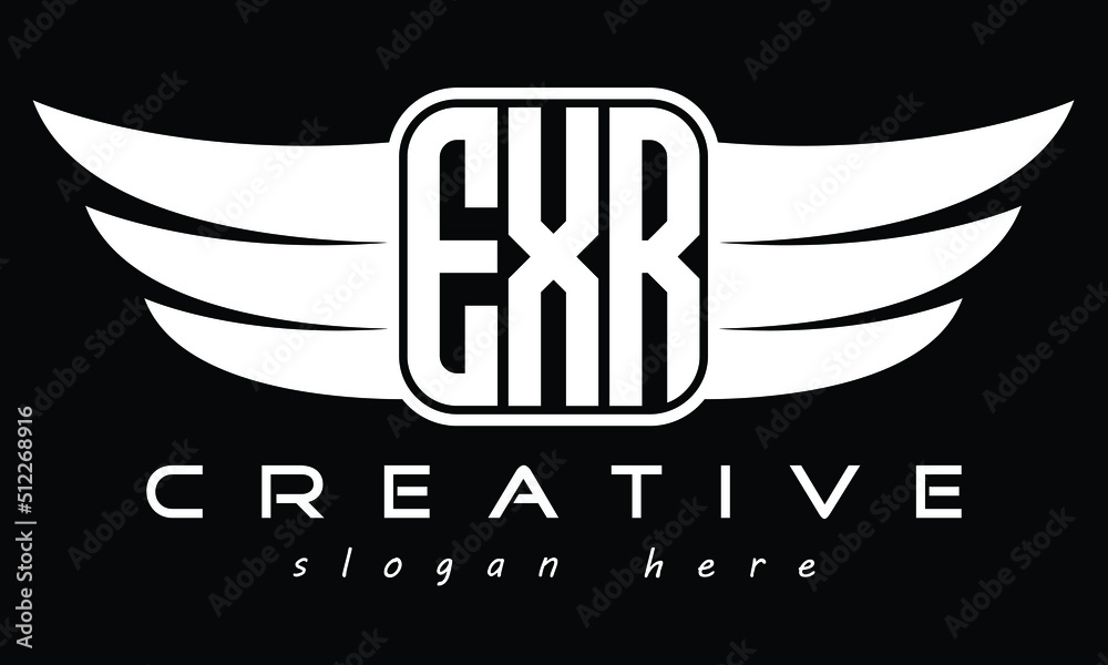 Three letter EXR Wing minimal typography font Monogram emblems flying ...