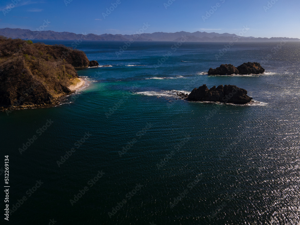 Beautiful aerial view of Costa Rica Beach Playa Rajada in Cuajiniquil ...