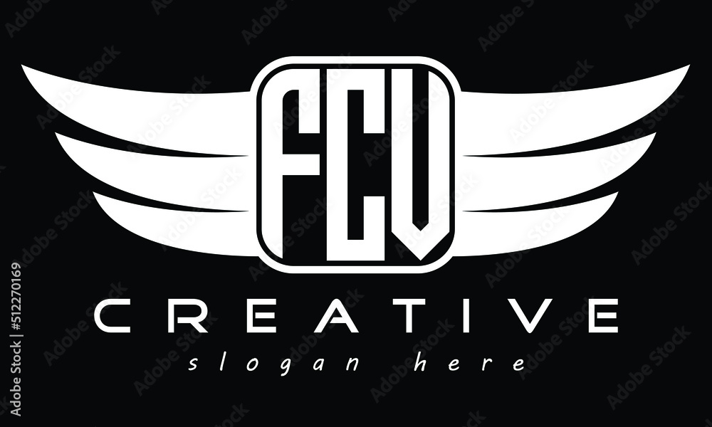 Three letter FCV Wing minimal typography font Monogram emblems flying ...