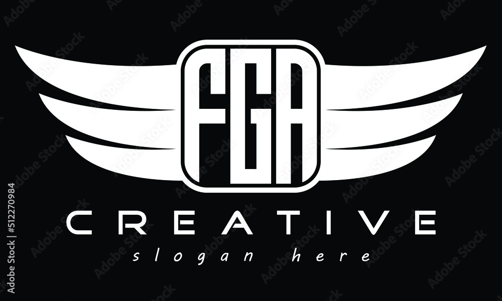 Three letter FGA Wing minimal typography font Monogram emblems flying ...