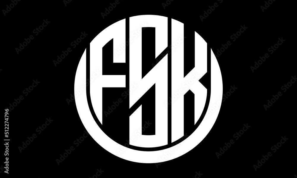 Vecteur Stock FSK shield in circle logo design vector template. letter ...