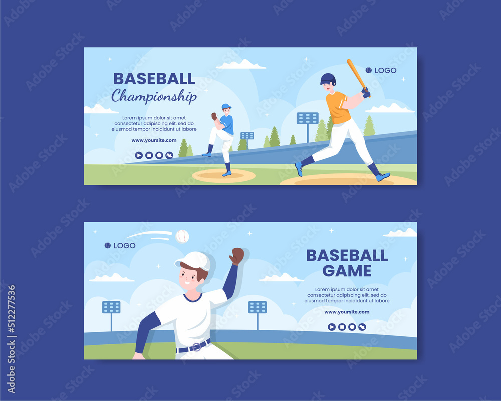 Baseball Game Sports Social Media Horizontal Banner Template Flat ...