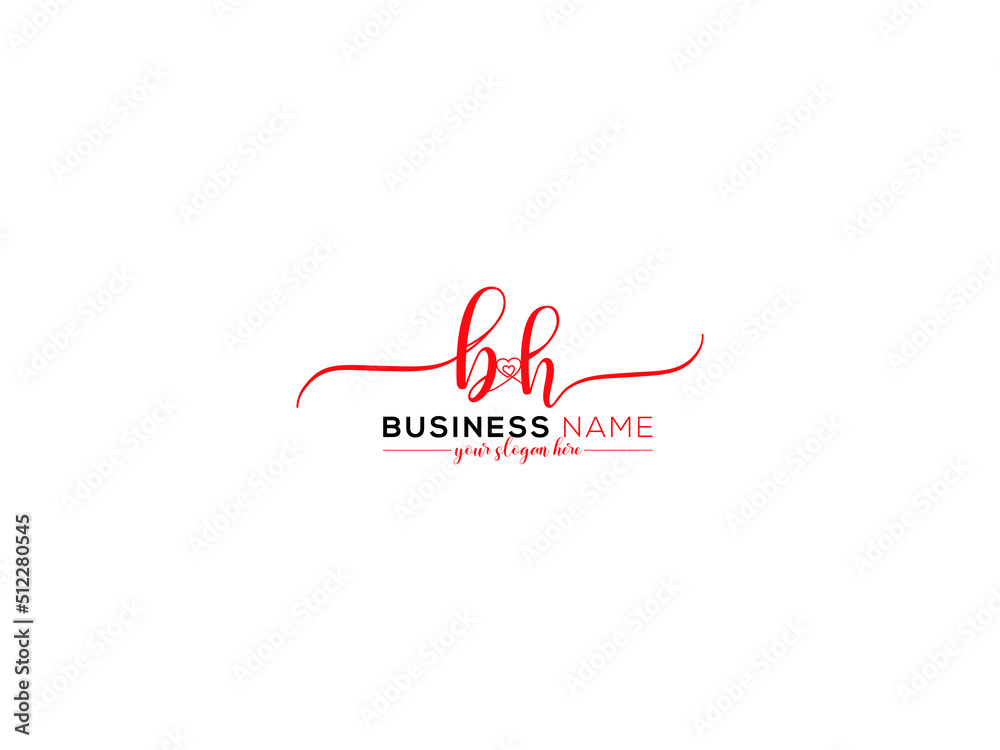 Letter BH Signature Logo Icon, Signature Bh hb Love Fashion Logo Image ...