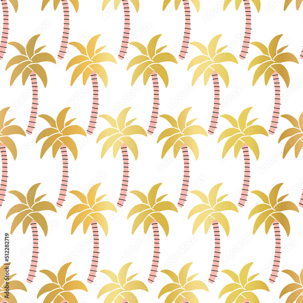 Golden palm trees seamless vector background. Elegant faux metallic ...
