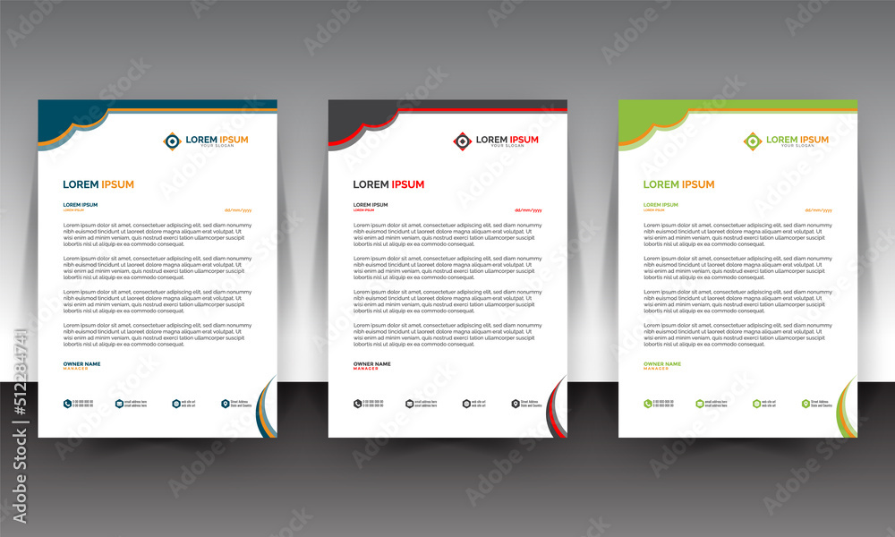 Modern, creative and clean business letterhead template in different ...