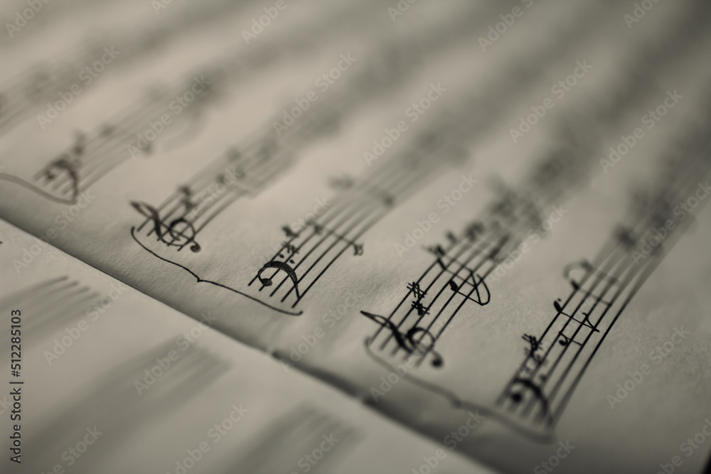 Symbols of notes on a musical stand, musical notation, musical ...