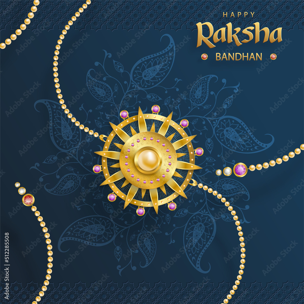 Happy Raksha Bandhan, the Indian festival, with Rakhi elements and ...