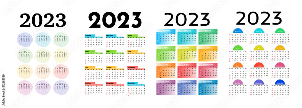 Calendar for 2023 isolated on a white background Stock Vector | Adobe Stock