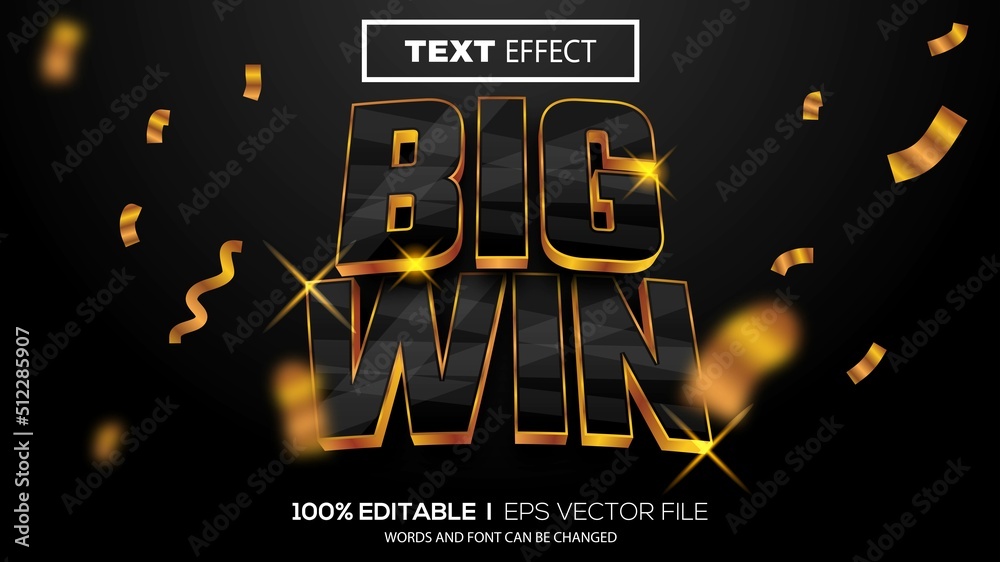 3d editable text effect big win theme premium vector Stock Vector ...