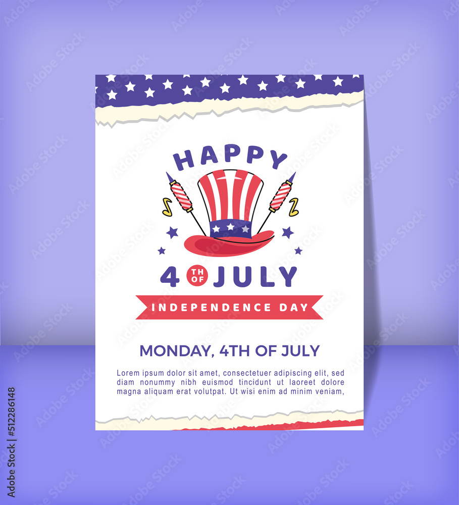 4th of July Happy Independence Day Flyer Invitation Background Design ...