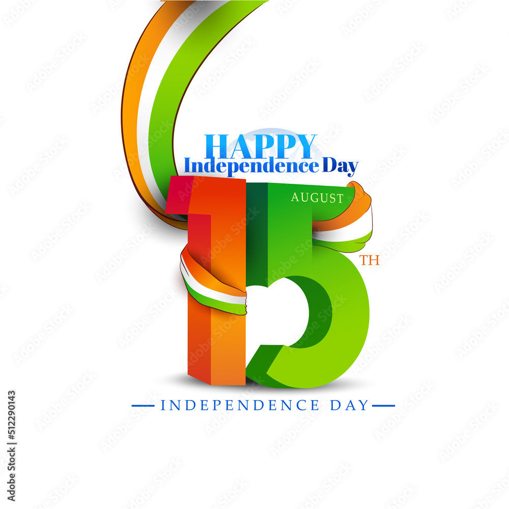 15th August Happy Independence Day of India, wavy Indian flag ...