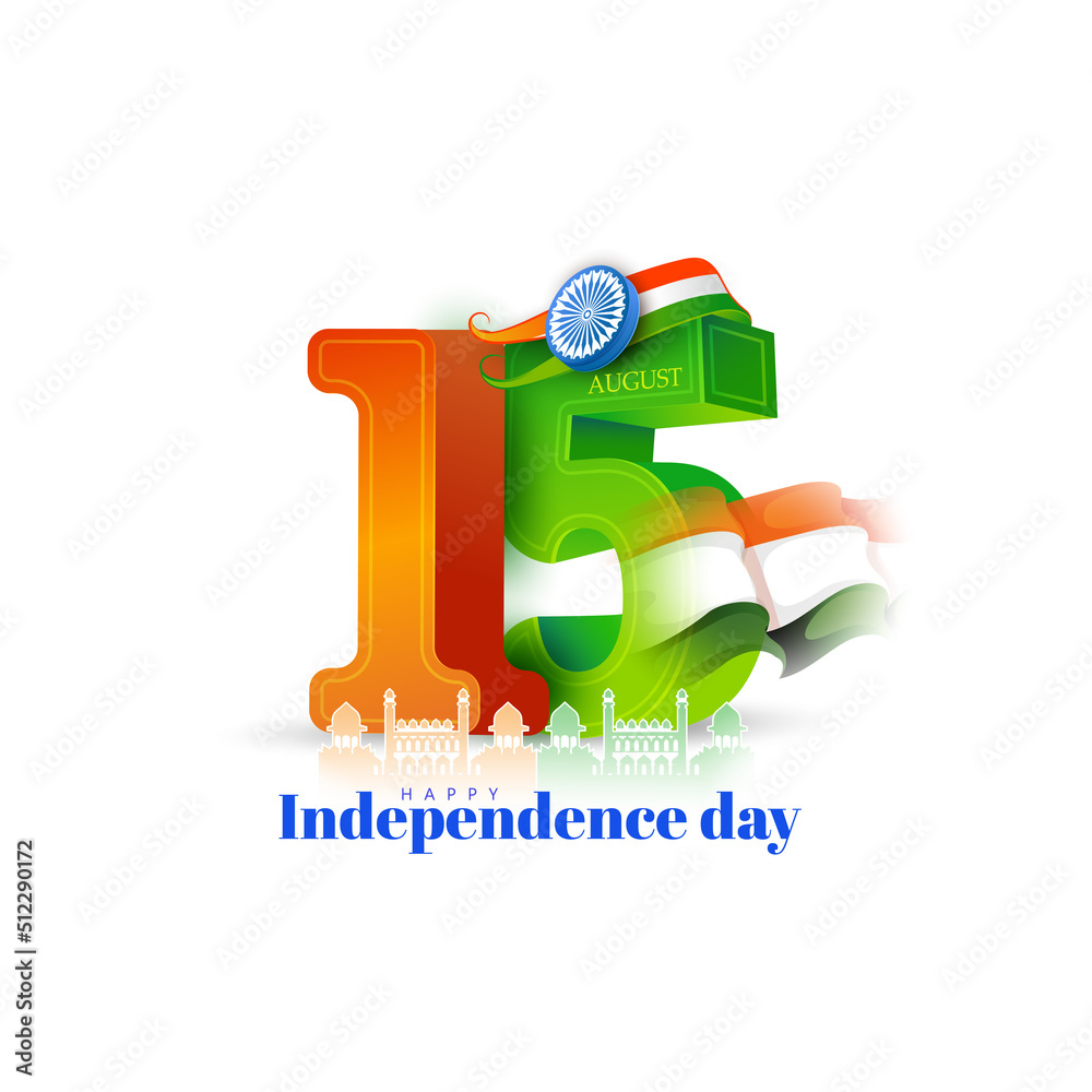 15th August Happy Independence Day of India, wavy Indian flag ...