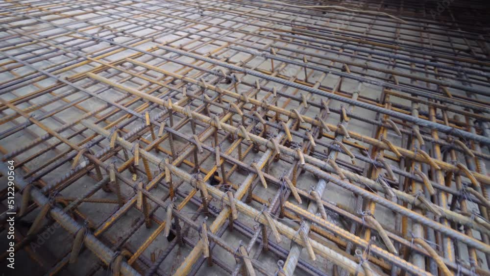 Industry background. Texture of reinforcement. Rusty reinforcement for ...