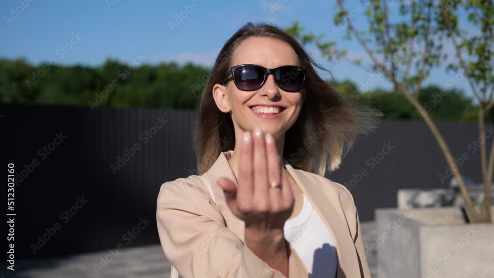 Beautiful blonde business woman in eyeglasses seductive friendly girl ...