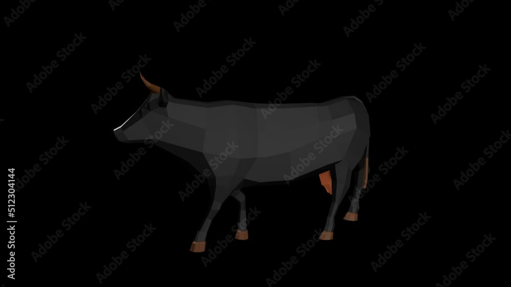 Vidéo Stock Low Poly Black Cow Walk animation.Full HD 1920×1080.8 ...