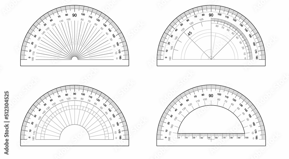 Protractor set isolated on white background Vector template of an ...